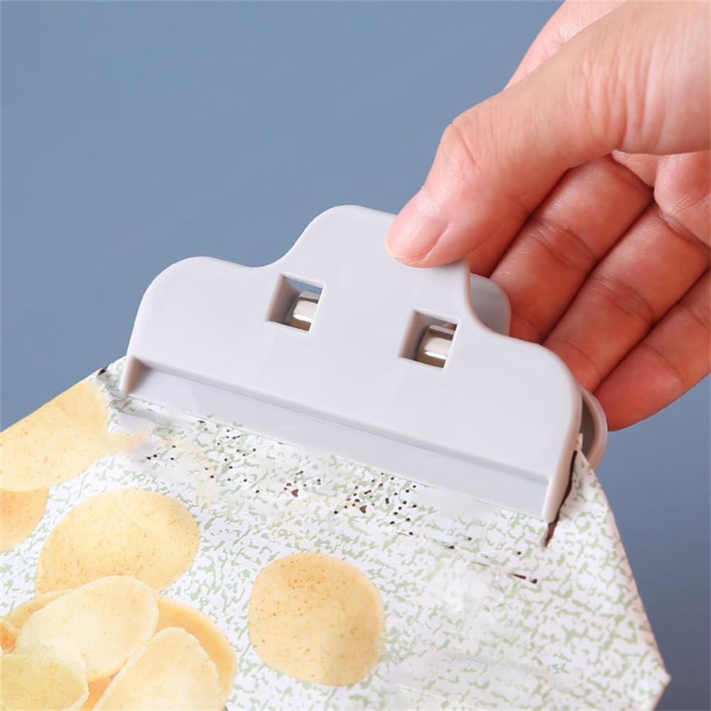 EYAKEG 4 Pack Chip Bag Clip Heavy Duty 4 inch 10CM Food Clips Sealer for Kitchen Storage Snack Bread Sealing Chips Bags Clamp Air Tight Fresh-Keeping Plastic Seal Grip, Grey
