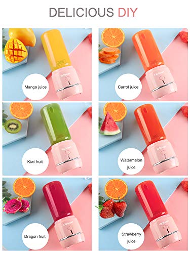 iOCSmart Portable Personal Size Blender, USB Rechargeable Mini Fruits Small Juicer Blender for Shakes and Smoothies with 2 Juice Cup Portable on the Go (Blue)