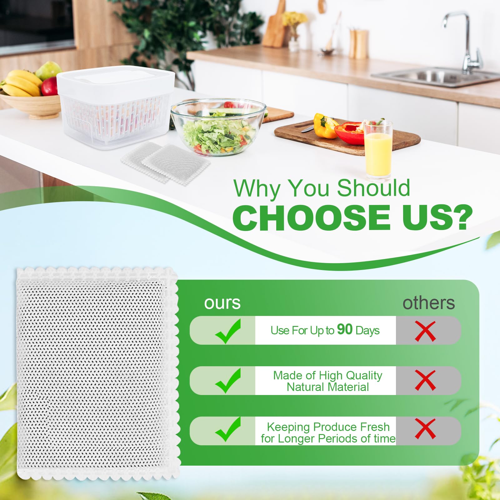 PROKITCHEN Carbon Filter Refills Compatible with OXO Greensaver Produce Keeper & Crisper Inserts, Compatible with Bluapple Produce Saver Balls, Filter Refill Bags, Keep Fresh Packet Refills, 8PCS