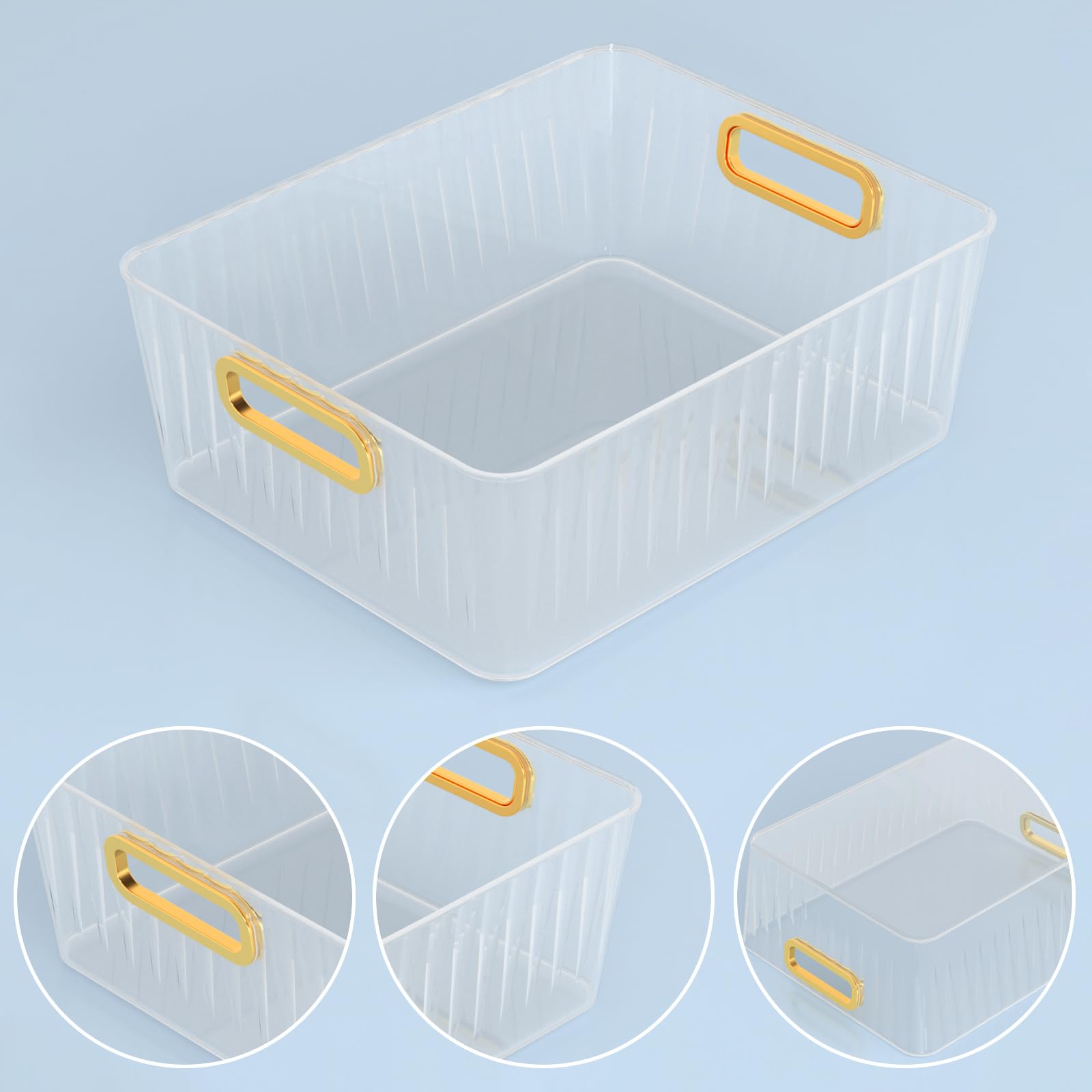 Joyeen 4-Pack Clear Fridge Storage Bins, Plastic Kitchen Pantry Storage Bins, 11.3" × 8.5" × 4.3"