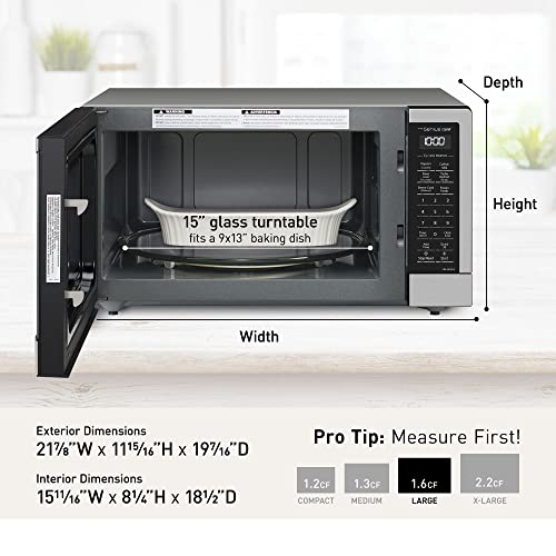 Panasonic NN-SN76LS 1.6 cu.ft Cyclonic Inverter Countertop Microwave Oven 1250Watt Power with Genius Sensor Cooking, Stainless Steel