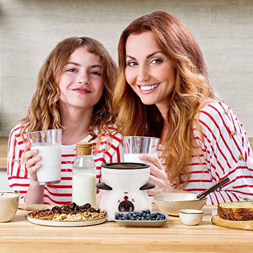 Micnaron Chocolate Fondue Pot Electric Chocolate Melting Pot Chocolate Maker Chocolate Marshmallow Candy Melting Warming Fondue Set Dipping Pot with 10pcs Forks & Removable Pot for Party, White