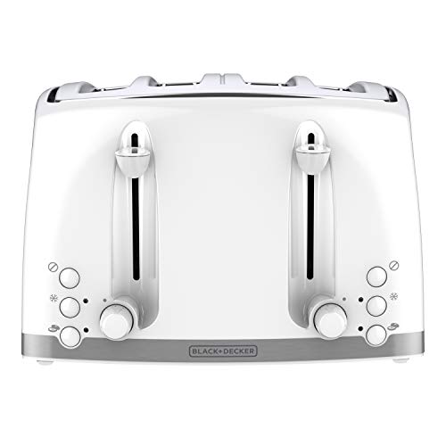 BLACK+DECKER Honeycomb Collection 4-Slice Toaster with Premium Textured Finish, TR1450WD, White
