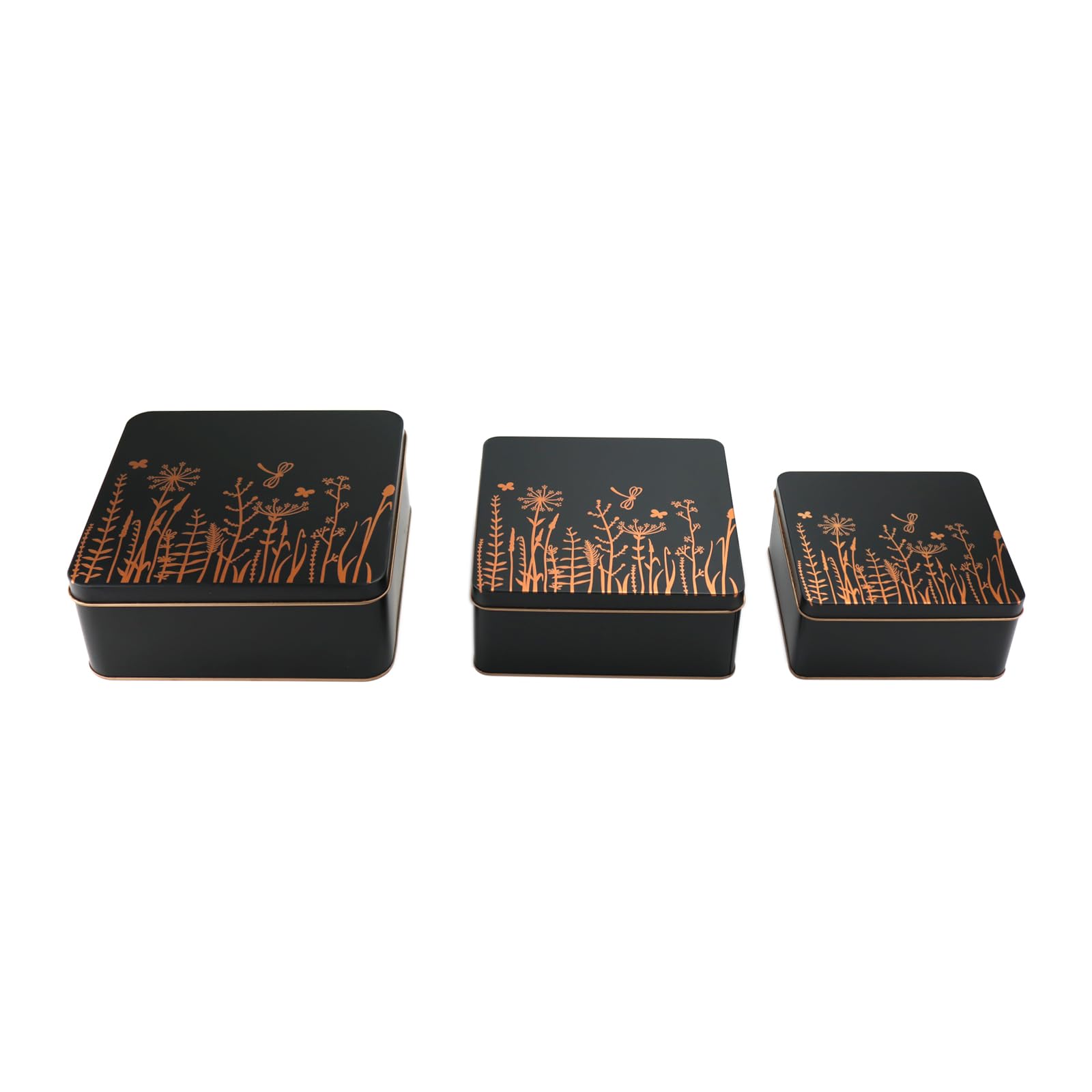 PHILPETY Decorative Storage Box Rural Tin Gift Box Tinplate Candy Cookie Box Square Candy Storage Containers with Lids for Chocolate Candy Tea Coffee Cosmetics Jewelry Photos Gift Case 3Pcs