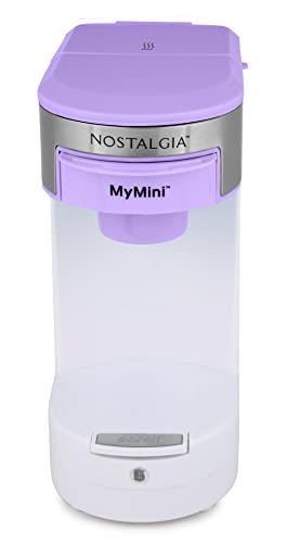 Nostalgia MyMini Single Coffee Maker, Brews K-Cup & Other Pods, Serves up to 14 Ounces, Tea, Chocolate, Hot Cider, Lattes, Reusable Filter Basket Included, Lavender