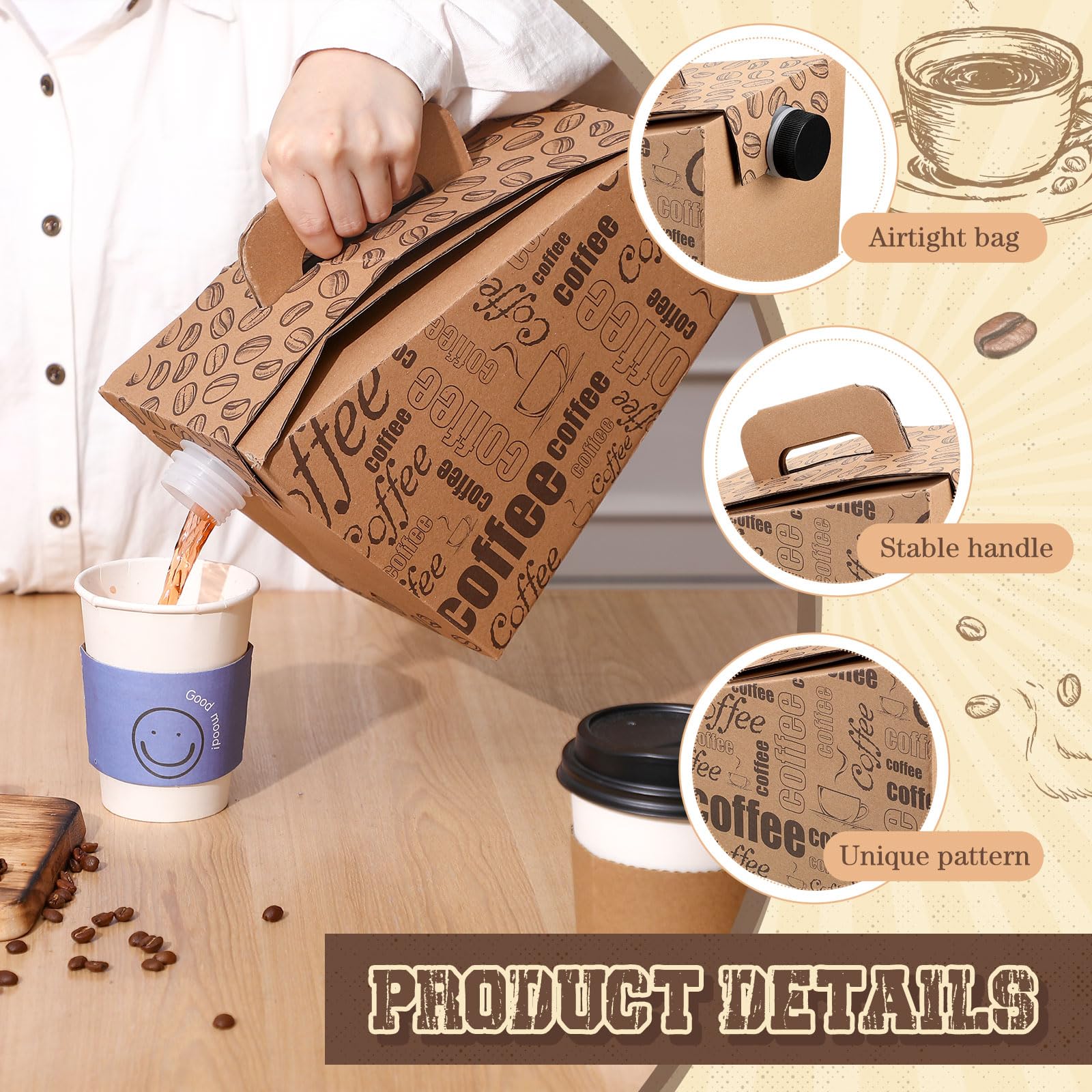 Resholder 10 Pack 135 oz Disposable Coffee Dispensers with Handle Insulated Coffee To Go Containers Portable Cold Hot Drink Dispensers Bulk for Party Catering Office Take Out
