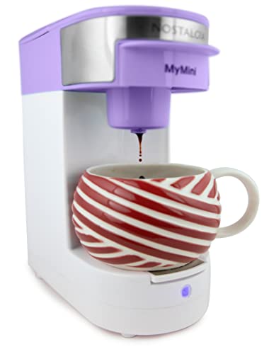 Nostalgia MyMini Single Coffee Maker, Brews K-Cup & Other Pods, Serves up to 14 Ounces, Tea, Chocolate, Hot Cider, Lattes, Reusable Filter Basket Included, Lavender