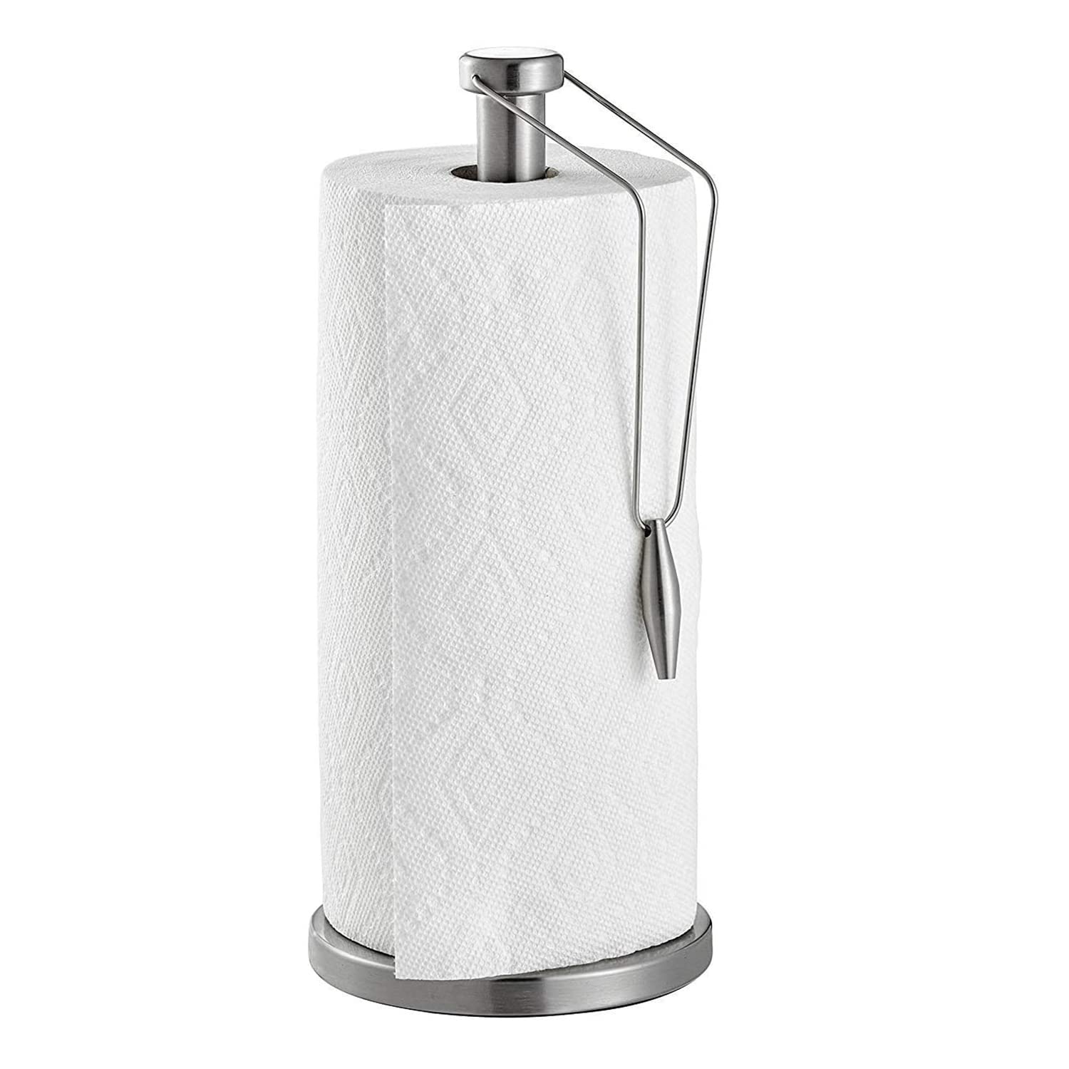 aZugo Standing Paper Towel Holder Countertop, Weighted Base Easy to Tear Paper Towel Dispenser Fits for Kitchen Bathroom Paper Towel Holder