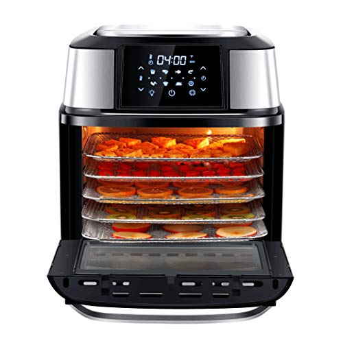 GoWISE USA 17-Quart Air Fryer & Food Dehydrator - 5 Drying Trays plus 6 Additional Accessories - Perfect for Drying Beef Jerky, Herbs, Fruit, Vegetables, Dog Treats