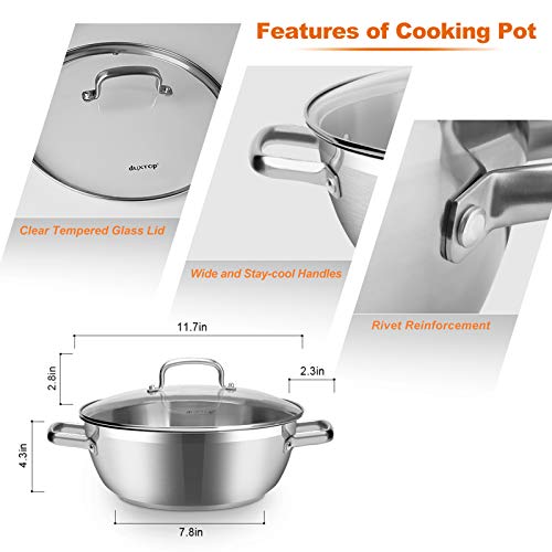 Duxtop 1800W Portable Induction Cooktop, Countertop Burner Included 5.7 Quarts Professional Stainless Steel Cooking Pot with Lid, Heavy Impact-bonded Bottom