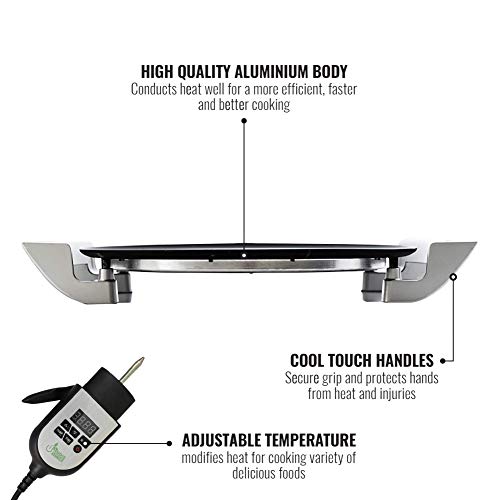 Addis Griddle (Mitad/Mogogo) –16 inch Digital Electric Griddle for Injera, Lefse, Pancake – Even Heat Distribution