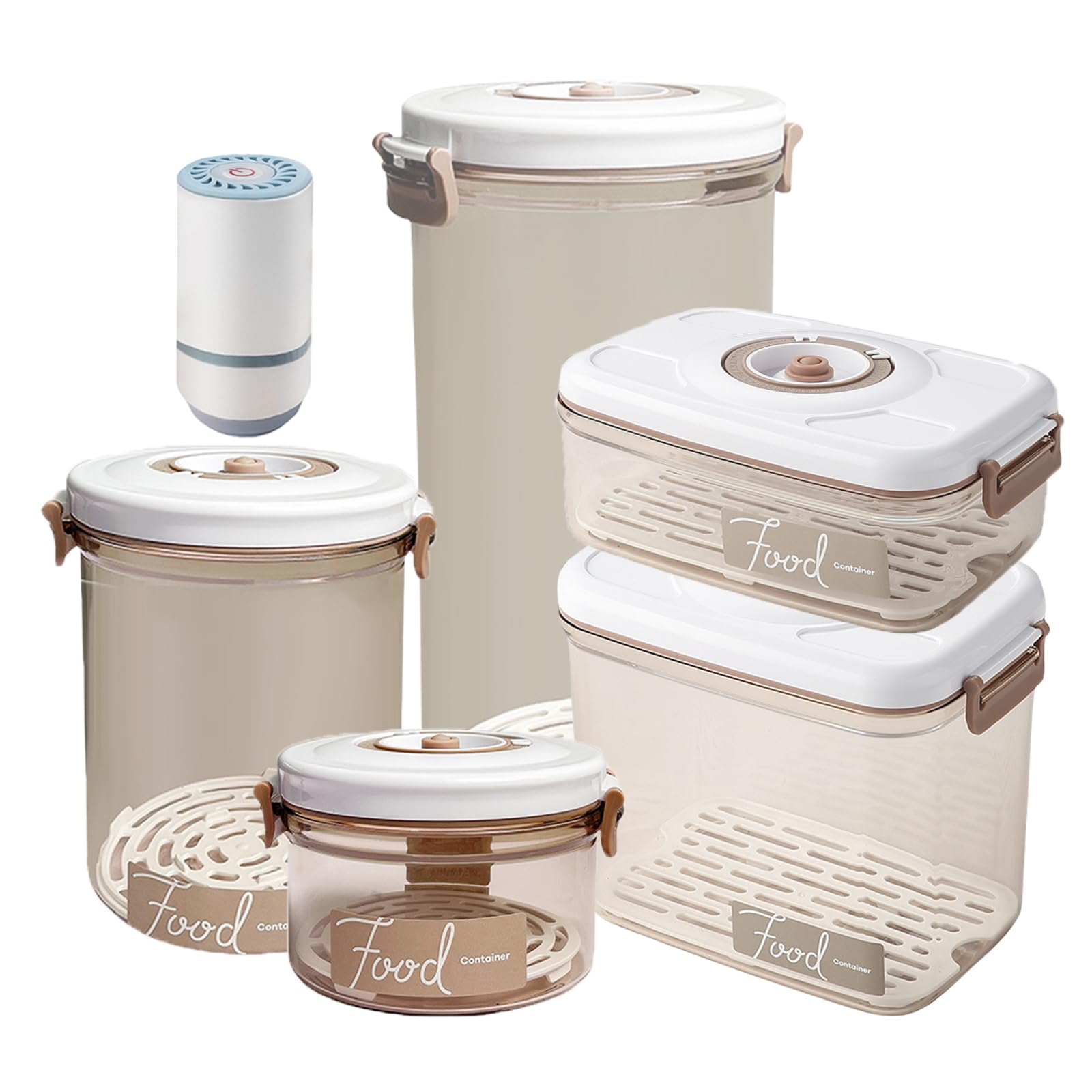 5 PCS Vacuum Food Storage Containers with Lids, Vacuum Seal Containers with USB Charge Electric Vacuum Pump Perfect for Fresh-keeping Suitable for Meat, Rice, Marinade, Fruit, Pasta, Snack