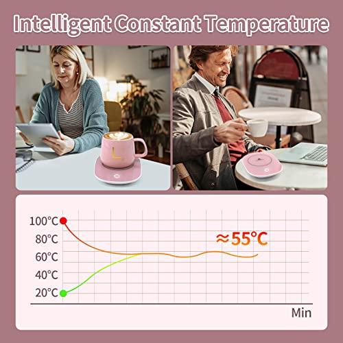 Coffee Mug Warmer with Automatic Sensor Switch, Coffee Cup Warmer Portable, Mug Warmer One-Button Touch,Coffee Warmer 122°F-131°F for Heating Coffee, Milk, Tea, Candles, for Women. (Pink 8)