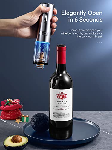 KNIPAN Electric Wine Opener 5-IN-1, Automatic Wine Bottle Openers with Foil Cutter, Wine Aerator Pourer, Vacuum Stopper, Rechargeable Electronic Corkscrew Wine Opener Kit