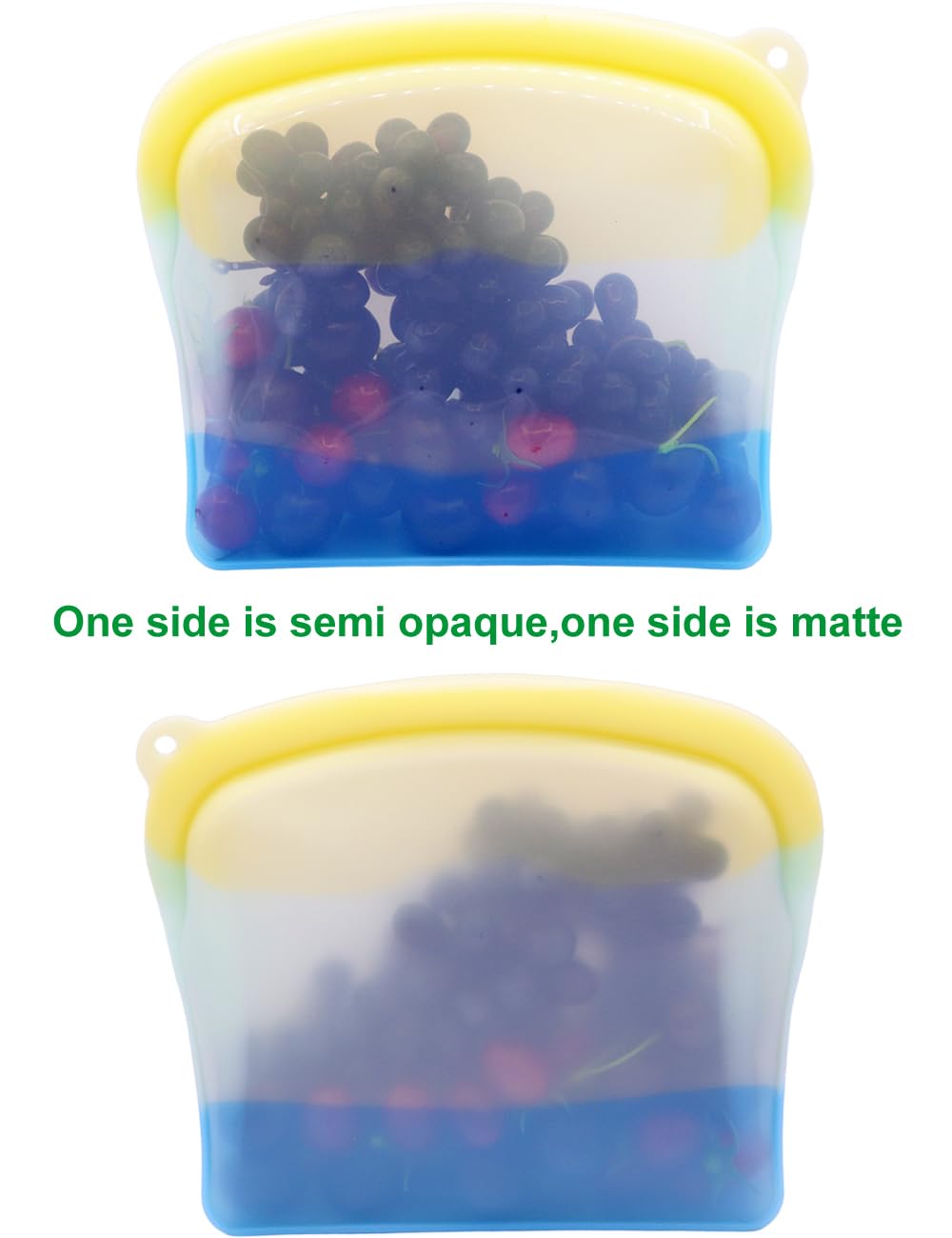 FUSMYE 2 Pack Extra Large Pure Silicone Food Storage Bags, 68oz, Stand Up Reusable Food Storage Containers, Ideal for Kitchen Camping, Microwave Freezer Dishwasher Safe, Leak-free