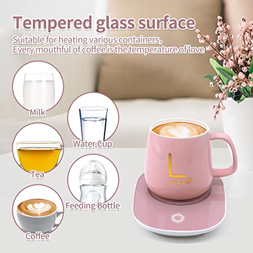 Coffee Mug Warmer with Automatic Sensor Switch, Coffee Cup Warmer Portable, Mug Warmer One-Button Touch,Coffee Warmer 122°F-131°F for Heating Coffee, Milk, Tea, Candles, for Women. (Pink 8)