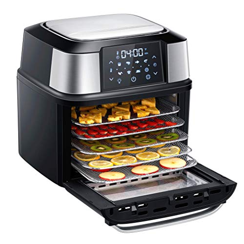 GoWISE USA 17-Quart Air Fryer & Food Dehydrator - 5 Drying Trays plus 6 Additional Accessories - Perfect for Drying Beef Jerky, Herbs, Fruit, Vegetables, Dog Treats