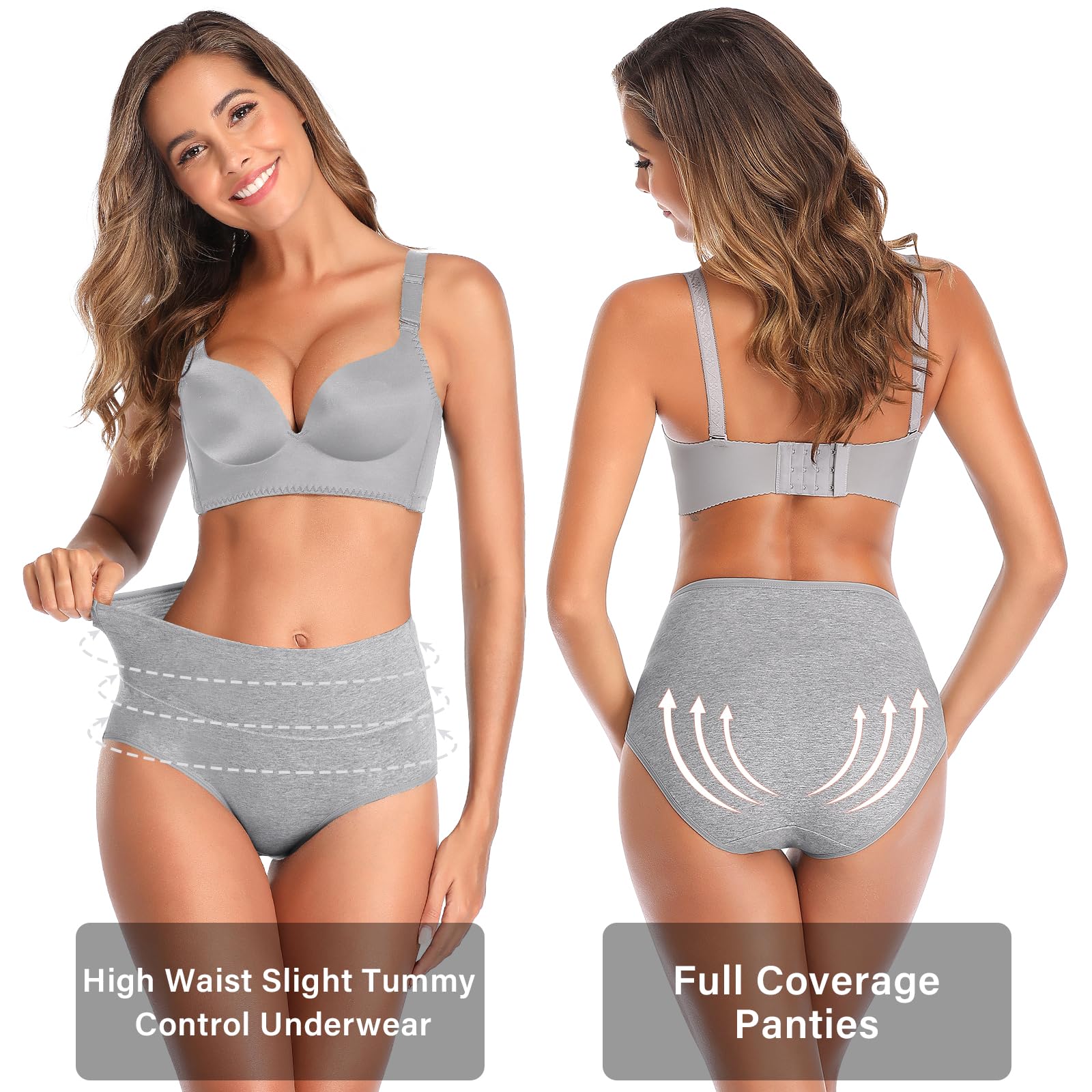 Annenmy Women's High Waist Underwear Cotton Stretch Briefs Full Coverage Underwear Soft Breathable Ladies Panties 5 Pack XL Multicolor