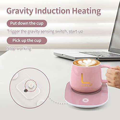 Coffee Mug Warmer with Automatic Sensor Switch, Coffee Cup Warmer Portable, Mug Warmer One-Button Touch,Coffee Warmer 122°F-131°F for Heating Coffee, Milk, Tea, Candles, for Women. (Pink 8)
