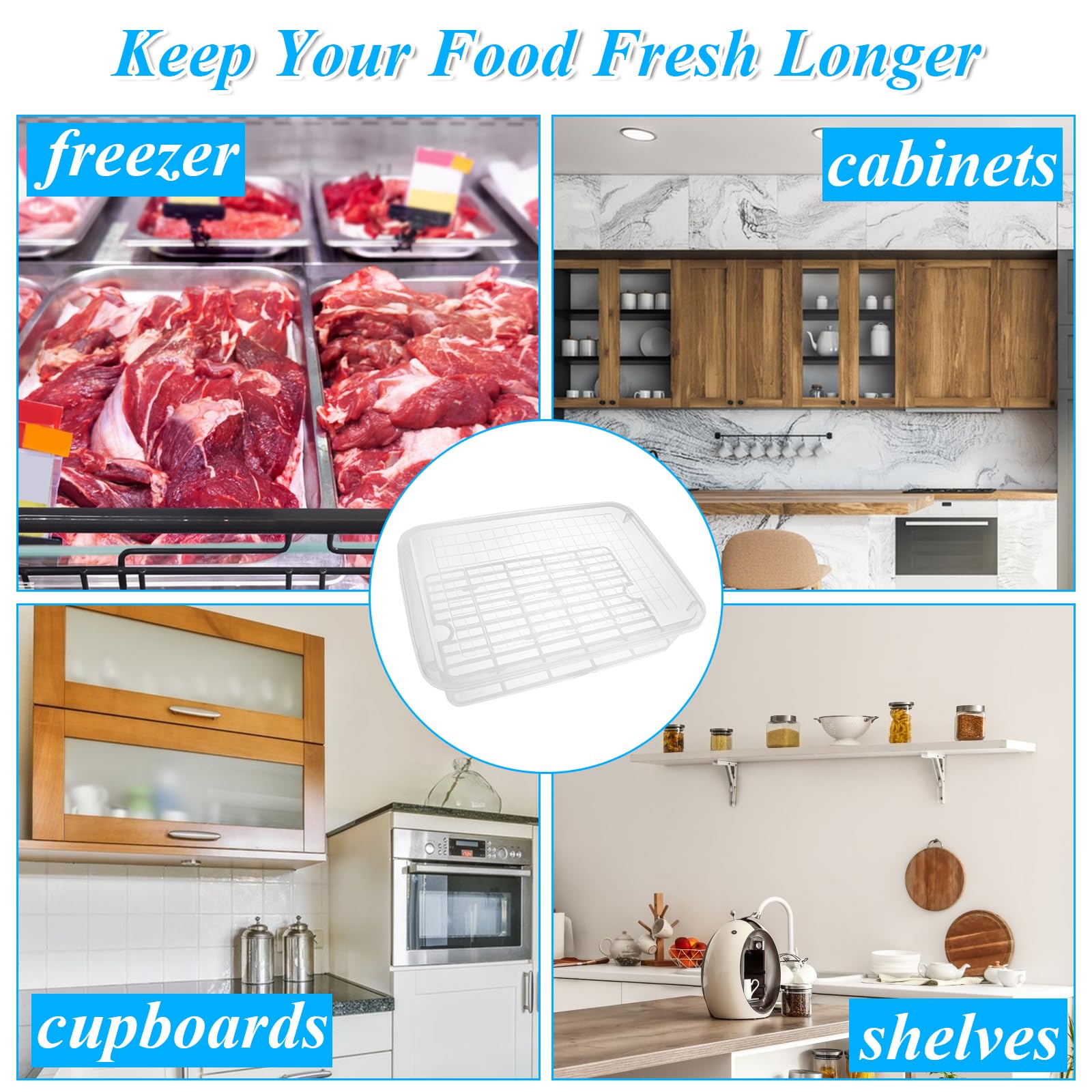 QTLCOHD 8 Pack Large Food Storage Containers with Removable Drain Plate and Lid for Meat Fruits Vegetables Freezer Storage