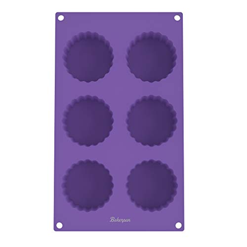 Bakerpan Silicone 2 3/4 Inch Round Tart Mold, Mini Cakes, Desserts, 6 Cavities Pan - Set of 2