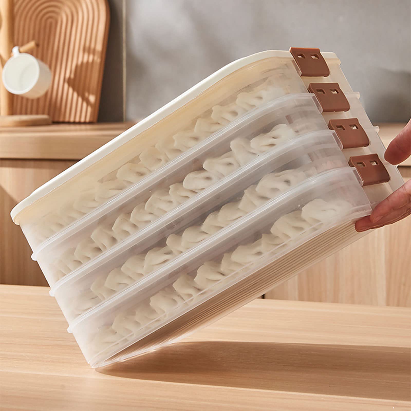 Hisocute Multi-layer Dumpling Storage Box With Lid Sealing Organization Container For Kitchen Vegetable Dumpling Box, 4-tier