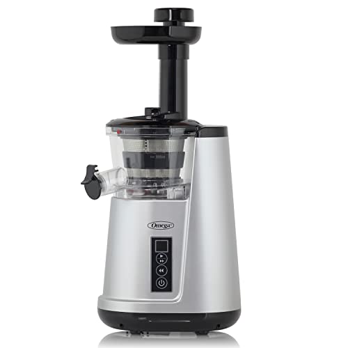 Omega JC3000SV13 Vertical Masticating Juicer, 65 RPM Compact Cold Press Juicer Machine, 150 W, Silver