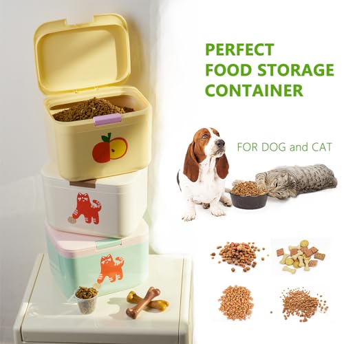 LivLab Rice Dispenser - 10 Lbs Storage Container Bin with Measuring Cup Food Flour Container Bins Household Dog/Cat Food Container for Kitchen Pantry Organization (White-Palm)