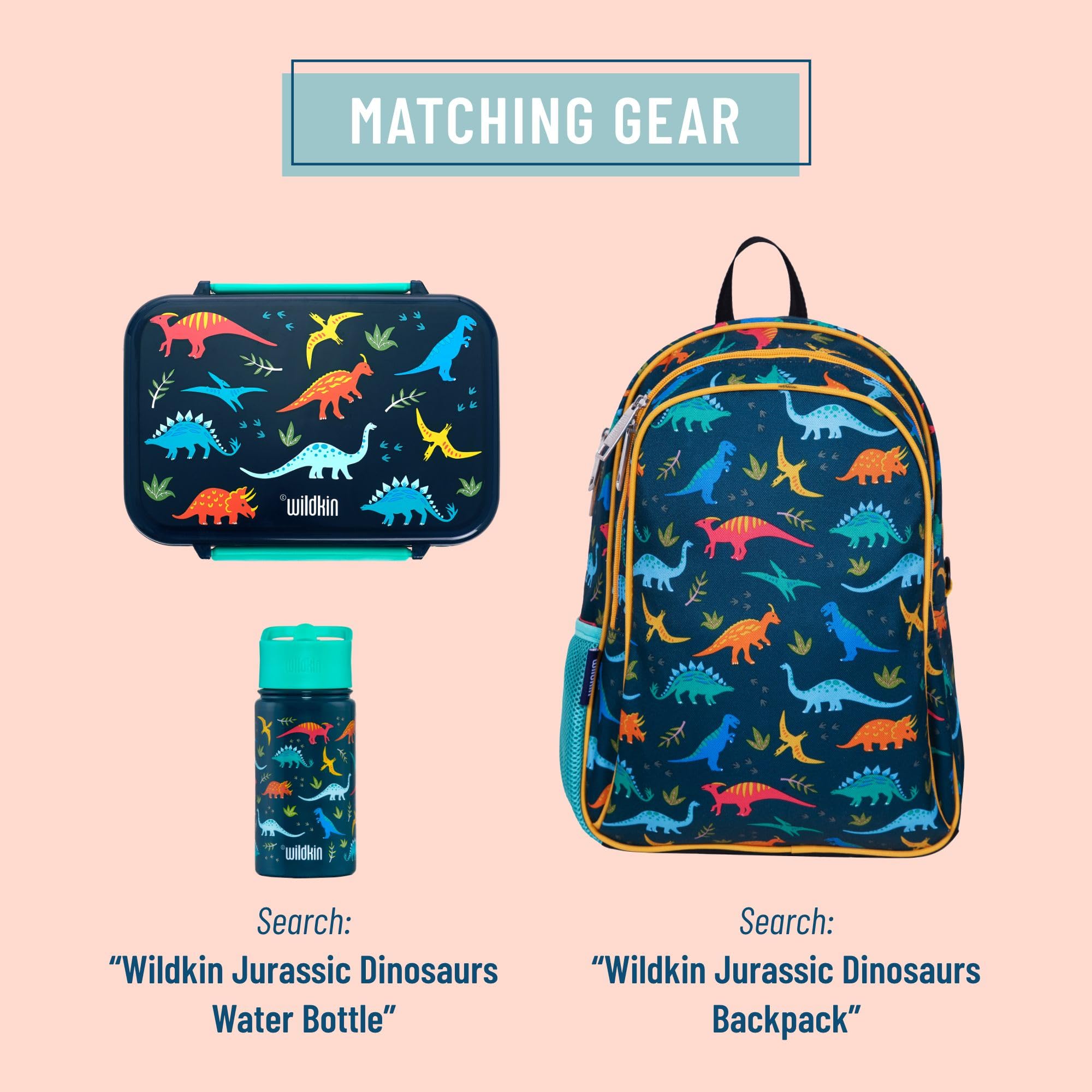 Wildkin Reusable Food Container for Kids – Airtight, Leak Resistant, Dishwasher Safe - Jurassic Dinosaurs