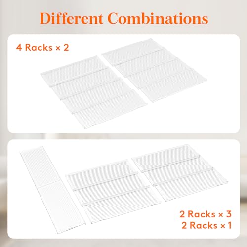Lifewit Plastic Adjustable Spice Drawer Organizer, Expandable Spice Rack for Countertop, Jar Storage Tray for Condiment, Seasoning, Syrup,Liquor, Medicine for Kitchen, Pantry, Set of 8, Clear