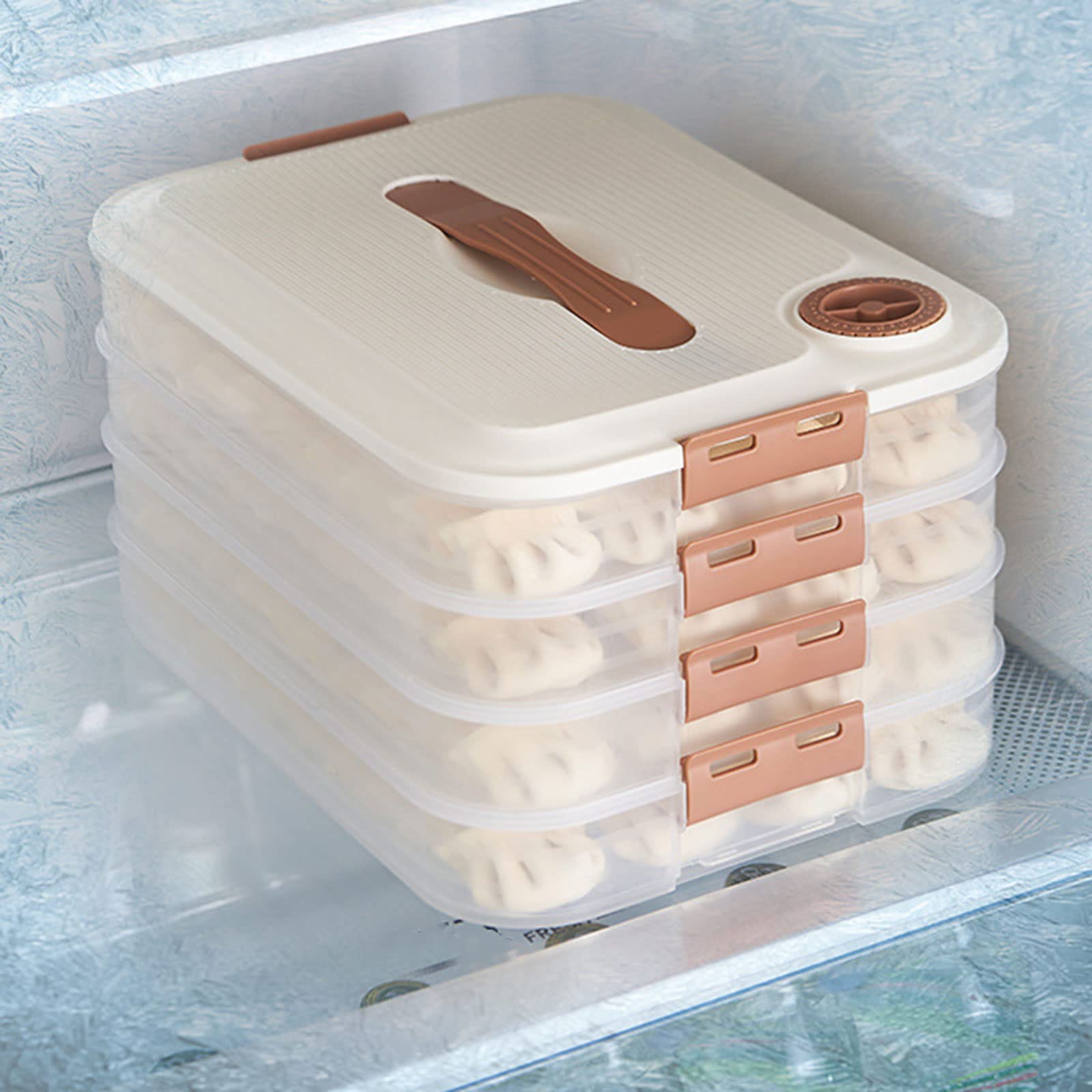 Hisocute Multi-layer Dumpling Storage Box With Lid Sealing Organization Container For Kitchen Vegetable Dumpling Box, 4-tier