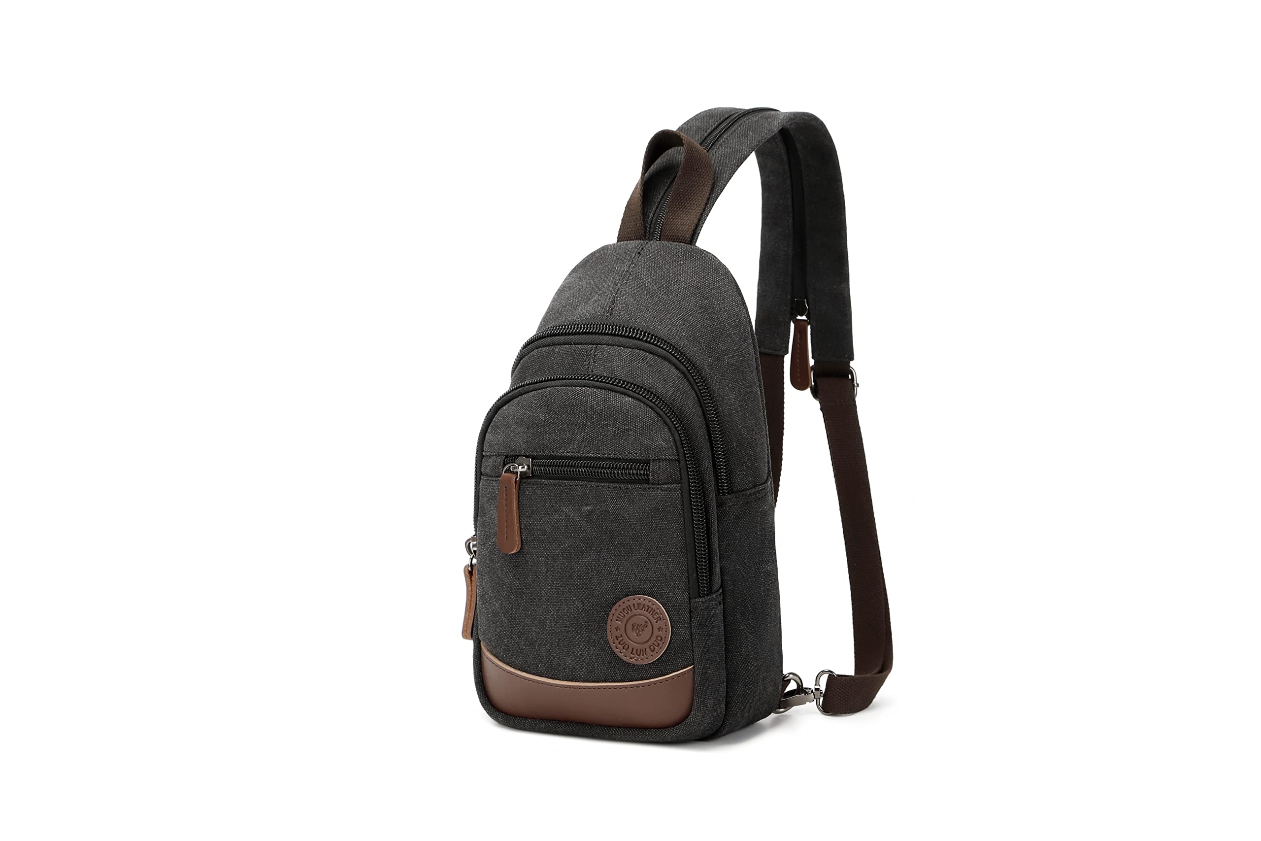 Imyth Small Retro Canvas Sling Bag, 2 In 1 Messenger Bag and Casual Shoulder Backpack Applicable for Women and Men Hiking Chest Bag(Black)