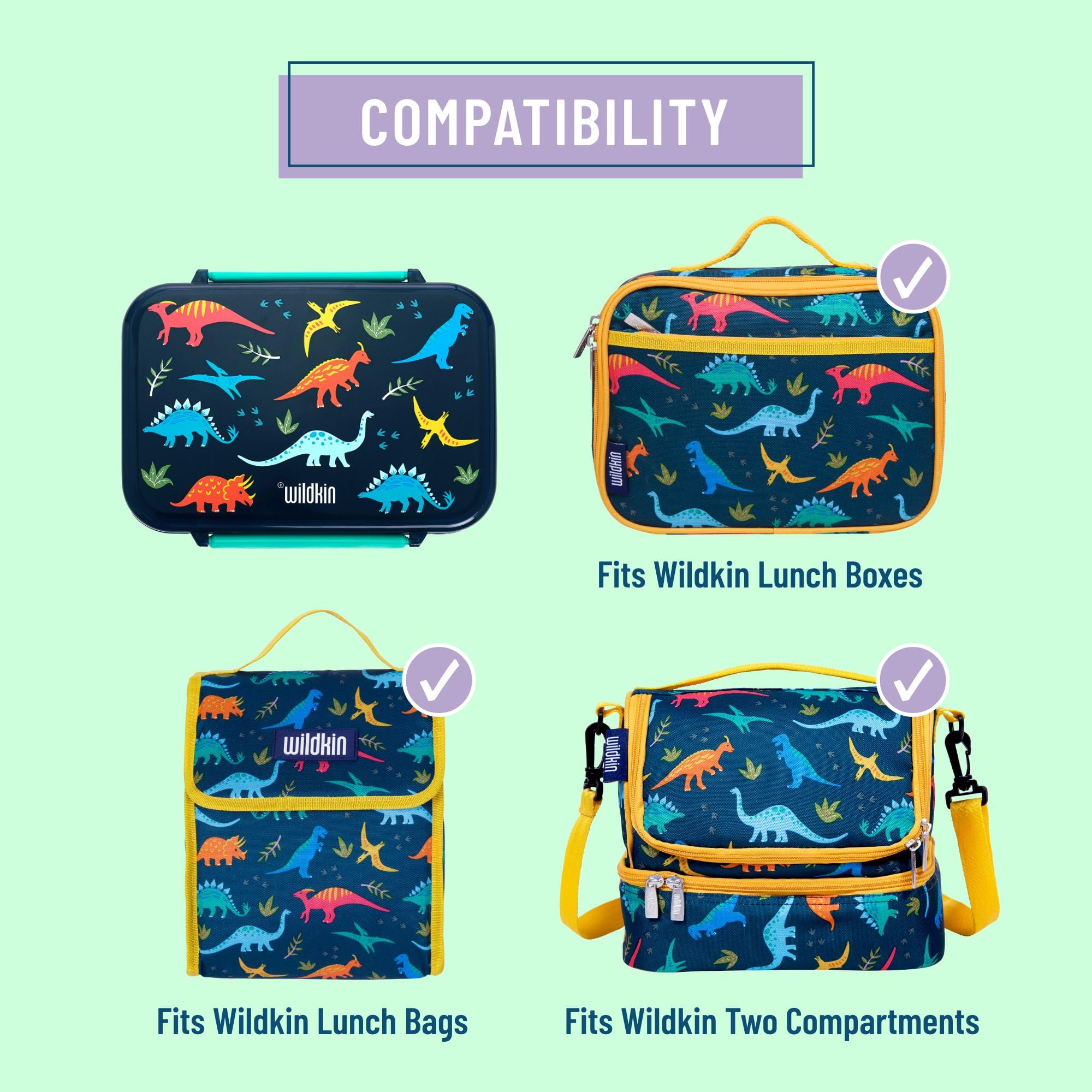 Wildkin Reusable Food Container for Kids – Airtight, Leak Resistant, Dishwasher Safe - Jurassic Dinosaurs