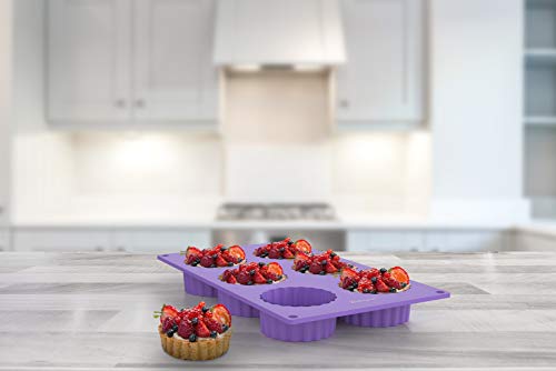 Bakerpan Silicone 2 3/4 Inch Round Tart Mold, Mini Cakes, Desserts, 6 Cavities Pan - Set of 2