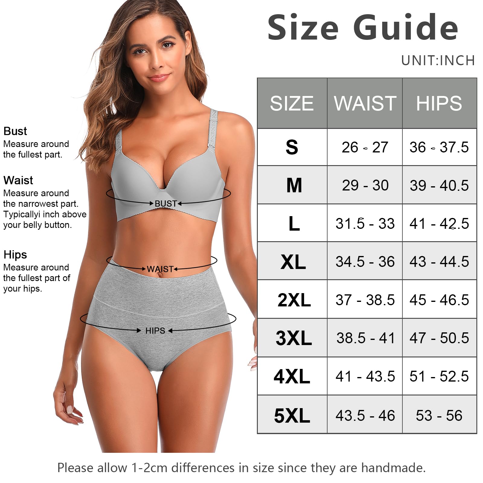 Annenmy Women's High Waist Underwear Cotton Stretch Briefs Full Coverage Underwear Soft Breathable Ladies Panties 5 Pack XL Multicolor