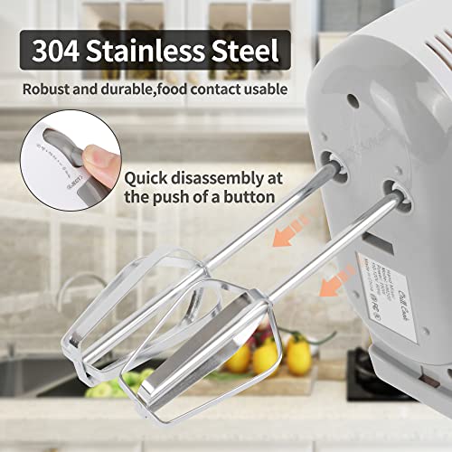 Electric Hand Mixer - Electric Baking Tools Includes 4 Stainless Attachments, 1 Egg White Separator - Chillcook Baking Mixer for Bread, Cake, Meringue - 300W Copper Motor 5-Speed Control