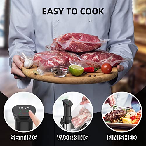 Sous Vide Machine-Suvee Cooker-Rocyis Sous Vide Kit with Lid, Recipes-1000W Fast Heating/Thermal Immersion Circulator/ Accurate Temperature and Timer/ Digital Touch Screen, Stainless Steel (US Standard)