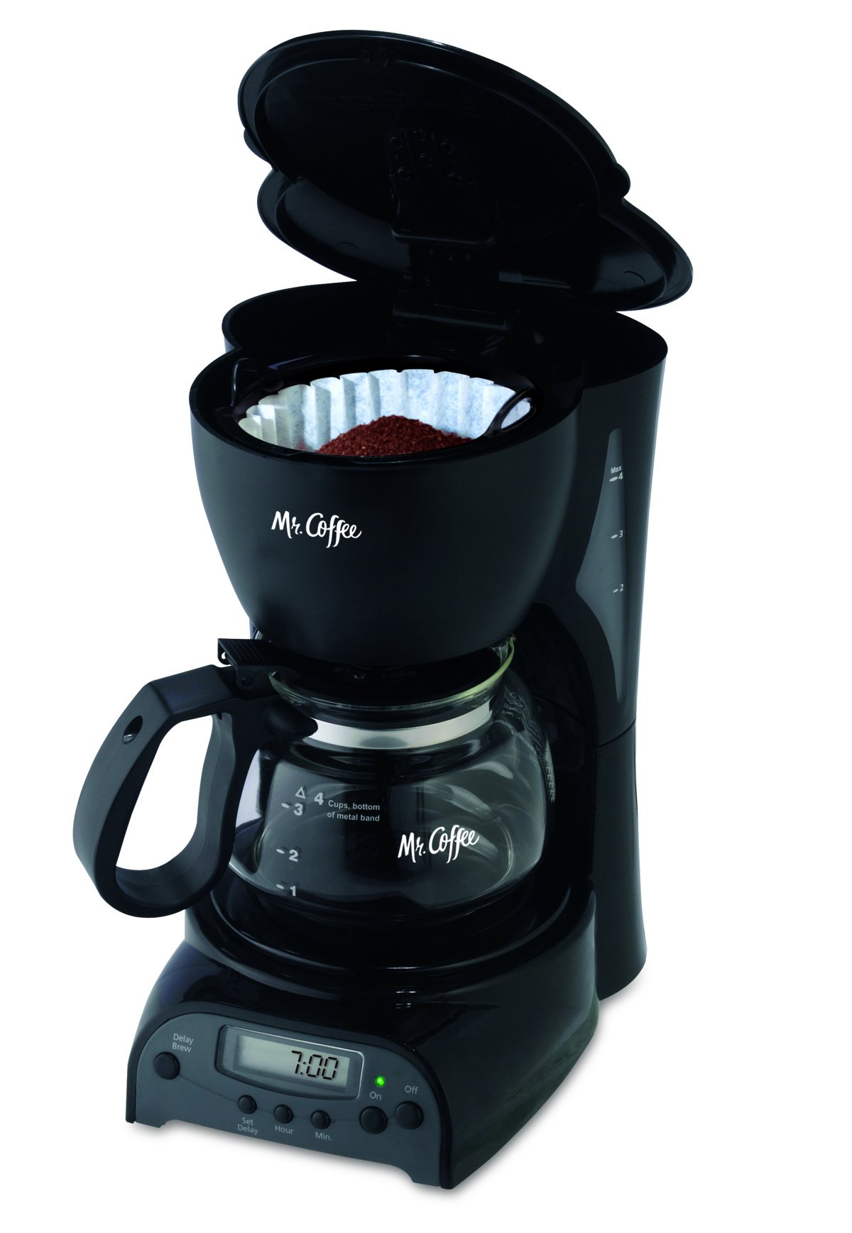 Mr. Coffee 4-Cup Programmable Coffee Maker, Black (DRX5-RB)