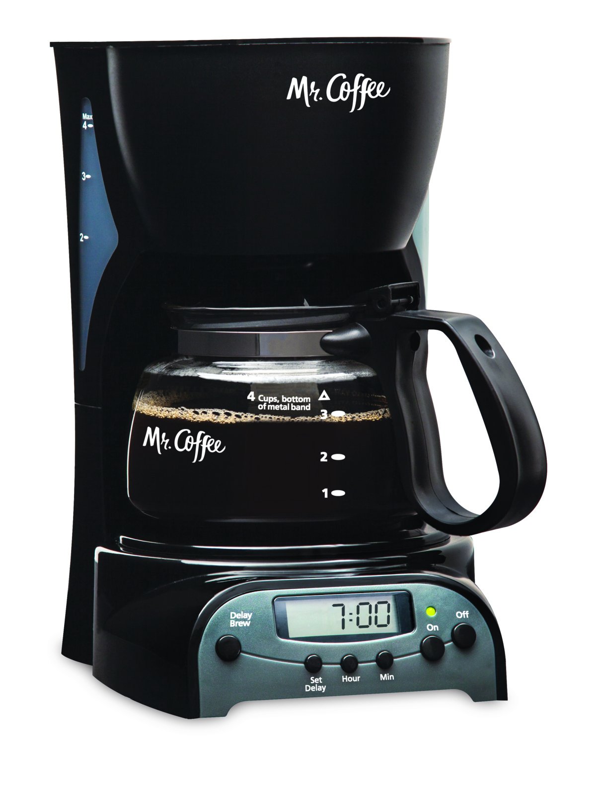 Mr. Coffee 4-Cup Programmable Coffee Maker, Black (DRX5-RB)