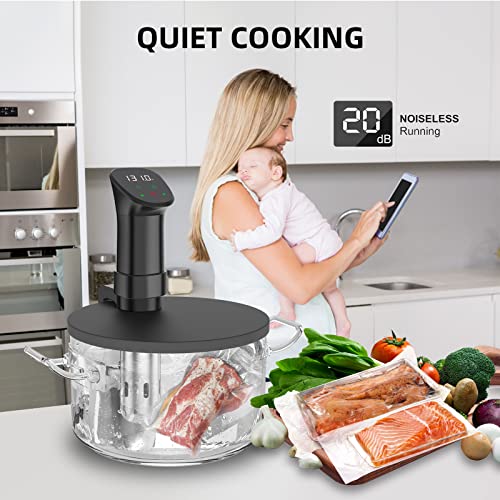 Sous Vide Machine-Suvee Cooker-Rocyis Sous Vide Kit with Lid, Recipes-1000W Fast Heating/Thermal Immersion Circulator/ Accurate Temperature and Timer/ Digital Touch Screen, Stainless Steel (US Standard)