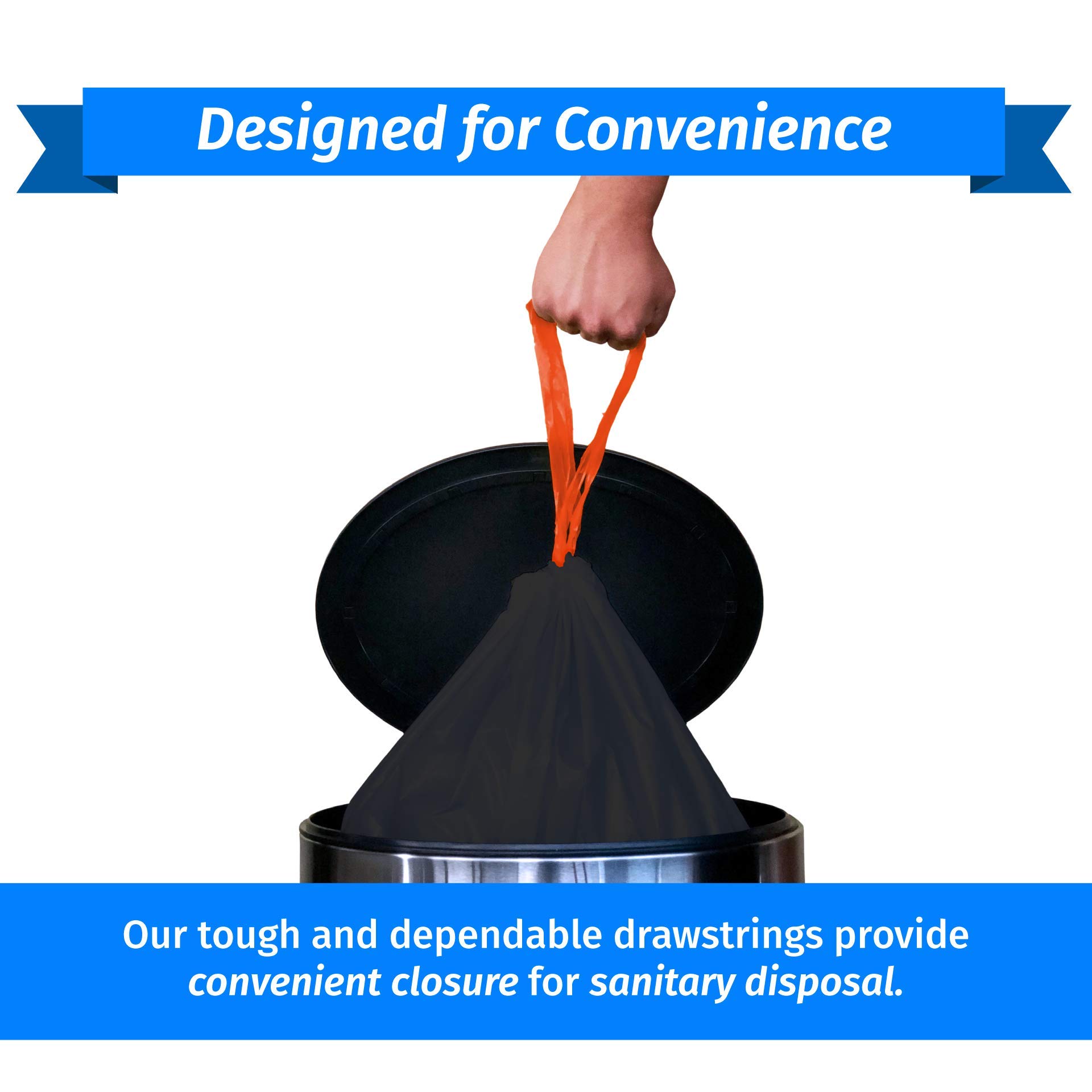 Reli. 39 Gallon Trash Bags Drawstring (100 Count) Large 39 Gallon Heavy Duty Drawstring Trash Bags - Black Garbage Bags 39 Gallon Capacity, Lawn Leaf (39 Gal)