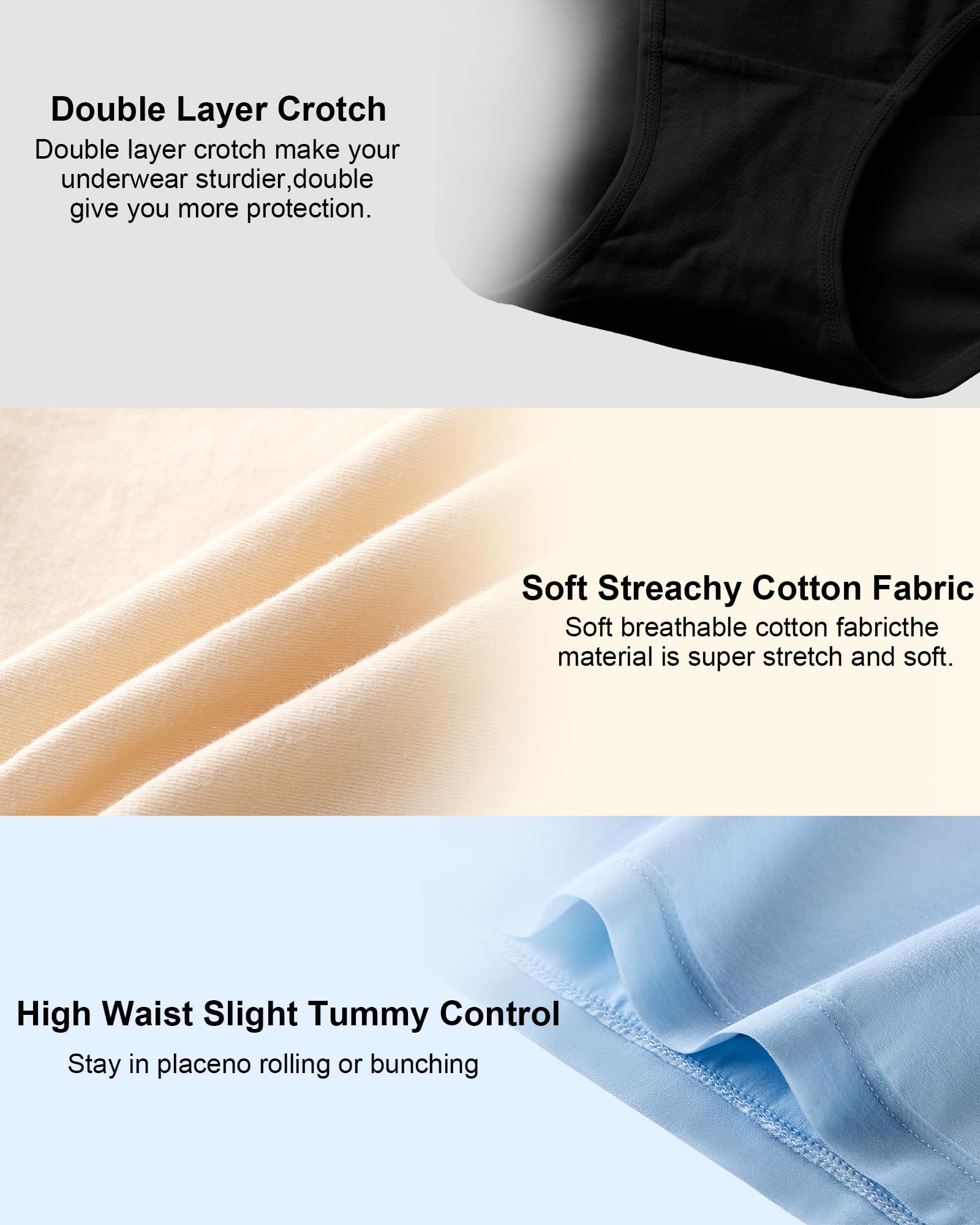 Annenmy High Waisted Ladies Underwear Women's Cotton Panties Full Coverage Briefs Postpartum Stretch Ladies Panties 6 Pack L Multicolor