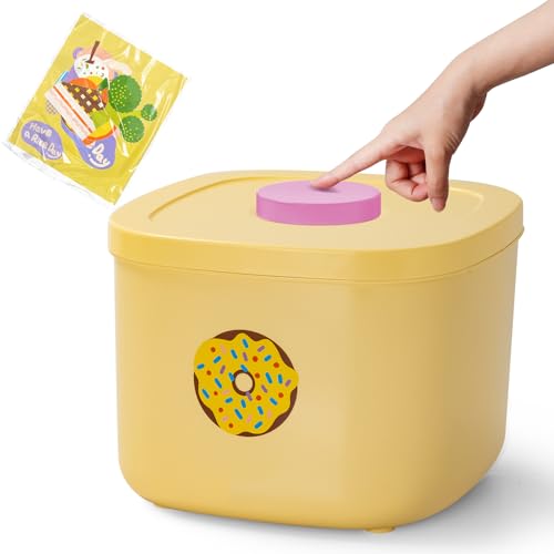 LivLab Rice Dispenser 10 Lbs Storage Container Bin with Measuring Cup Food Cereal Container Bins Household for Kitchen Pantry Organization (Yellow-Pink)