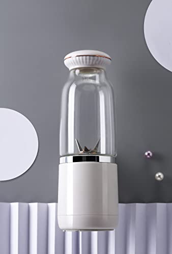 KP'S VARIETY Portable Blender Jet for Shakes and Smoothies, on the Go Blender 4000mAh USB Rechargeable Battery with 6 Blades, fresh juice blender bottle, 16 OZ Mini Personal Blender Cup for Traveling (White)