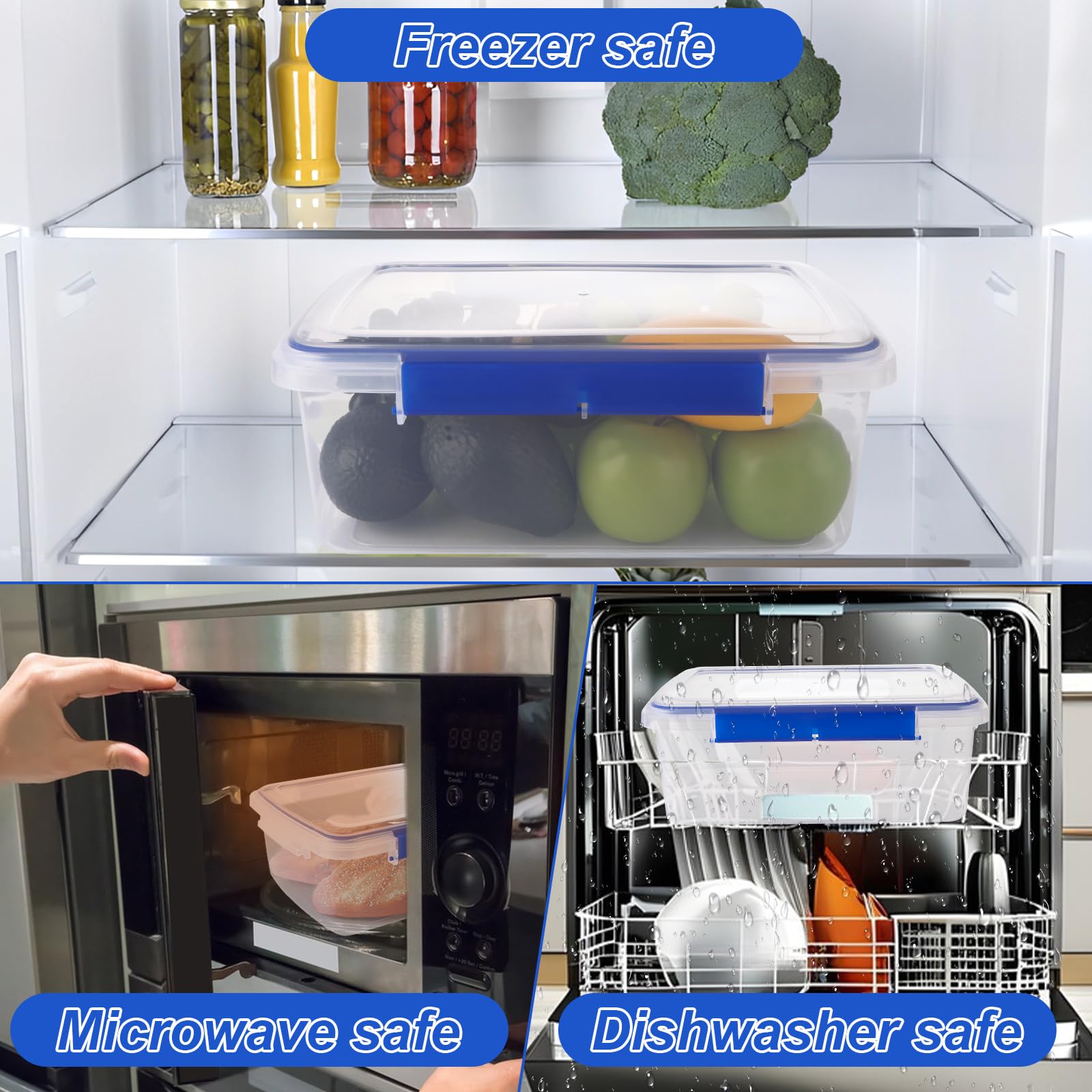 MUXHEL 2 Pcs Large Food Storage Containers with Airtight Lid, 5.5L Reusable Meal Prep Container, Food-Grade Plastic Bread Box for Homemade Bread, Cookies, Food