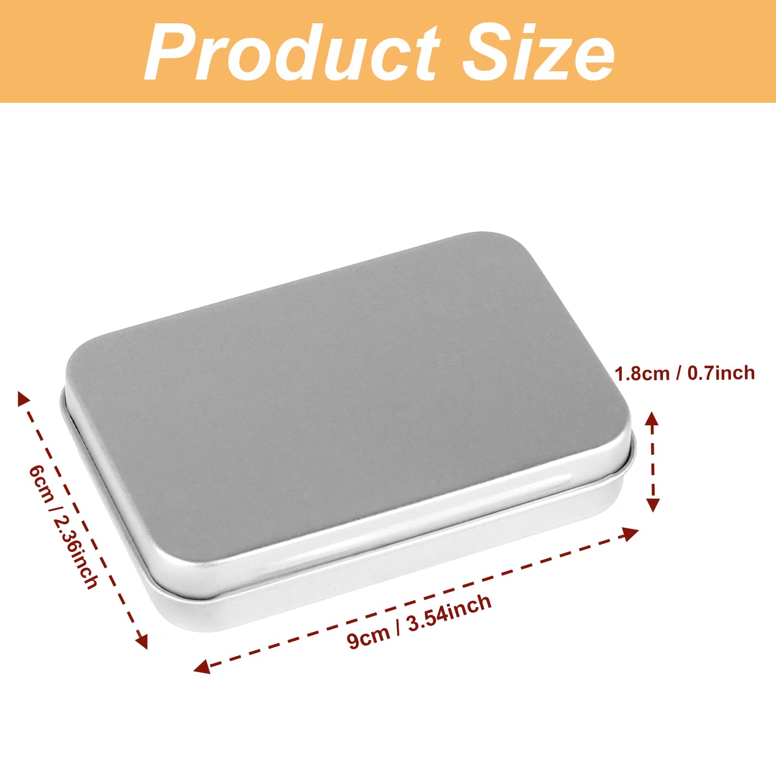 Tin Box with Lid, Small Metal Box Rectangular Hinged Lids Tin Empty Tins Box Containers Mini Cookie Tin Case Portable Metal Tins with Lids for Candies Soaps Earrings Jewelry Crafts Gifts, Silver