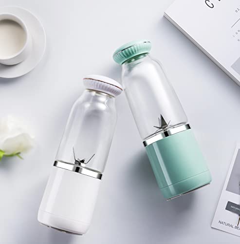 KP'S VARIETY Portable Blender Jet for Shakes and Smoothies, on the Go Blender 4000mAh USB Rechargeable Battery with 6 Blades, fresh juice blender bottle, 16 OZ Mini Personal Blender Cup for Traveling (White)