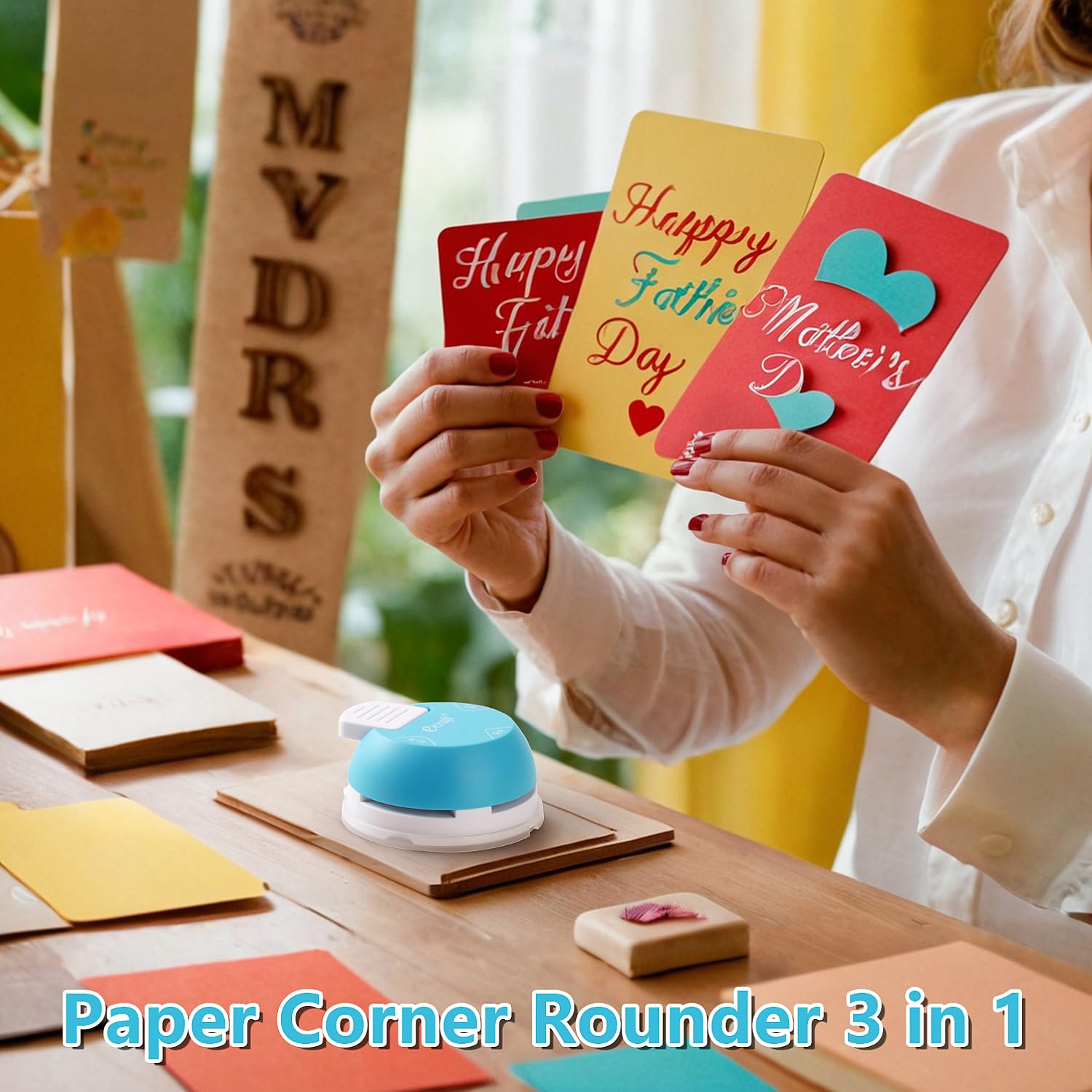 Ecraft Paper Corner Rounder Punch: 3 in 1 (R4mm R7mm R10mm) Corner Rounder Cutter for Paper, Laminate, Photo,DIY Projects, Card Making and Scrapbooking