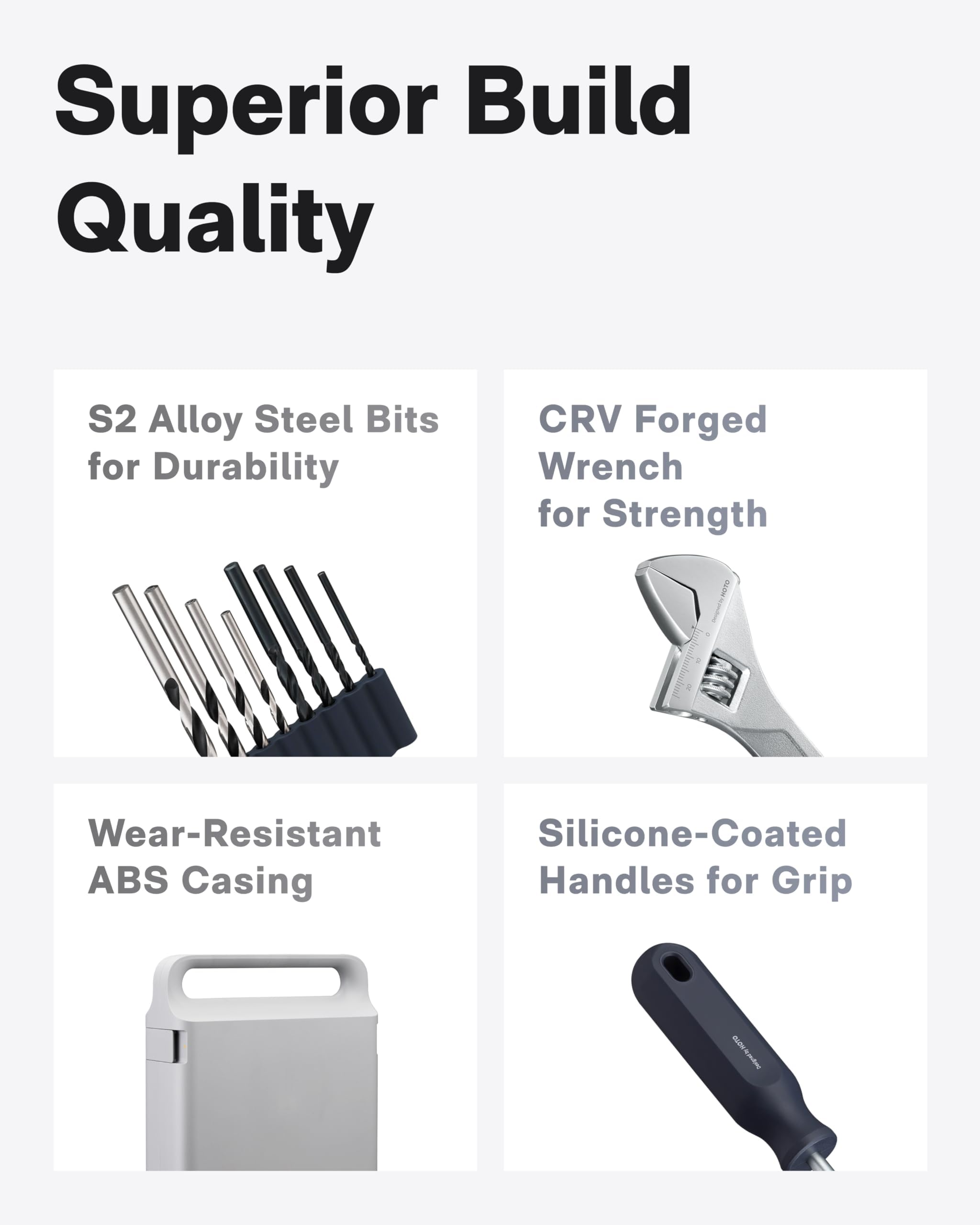 HOTO Cordless Brushless Drill Tool Set, Outstanding Appearance, Hidden Buckle, Unique LED Screen, Intelligent Digital Display, Safe, Exquisite & Practical, High-end Drill Kit for Home/Daily Use