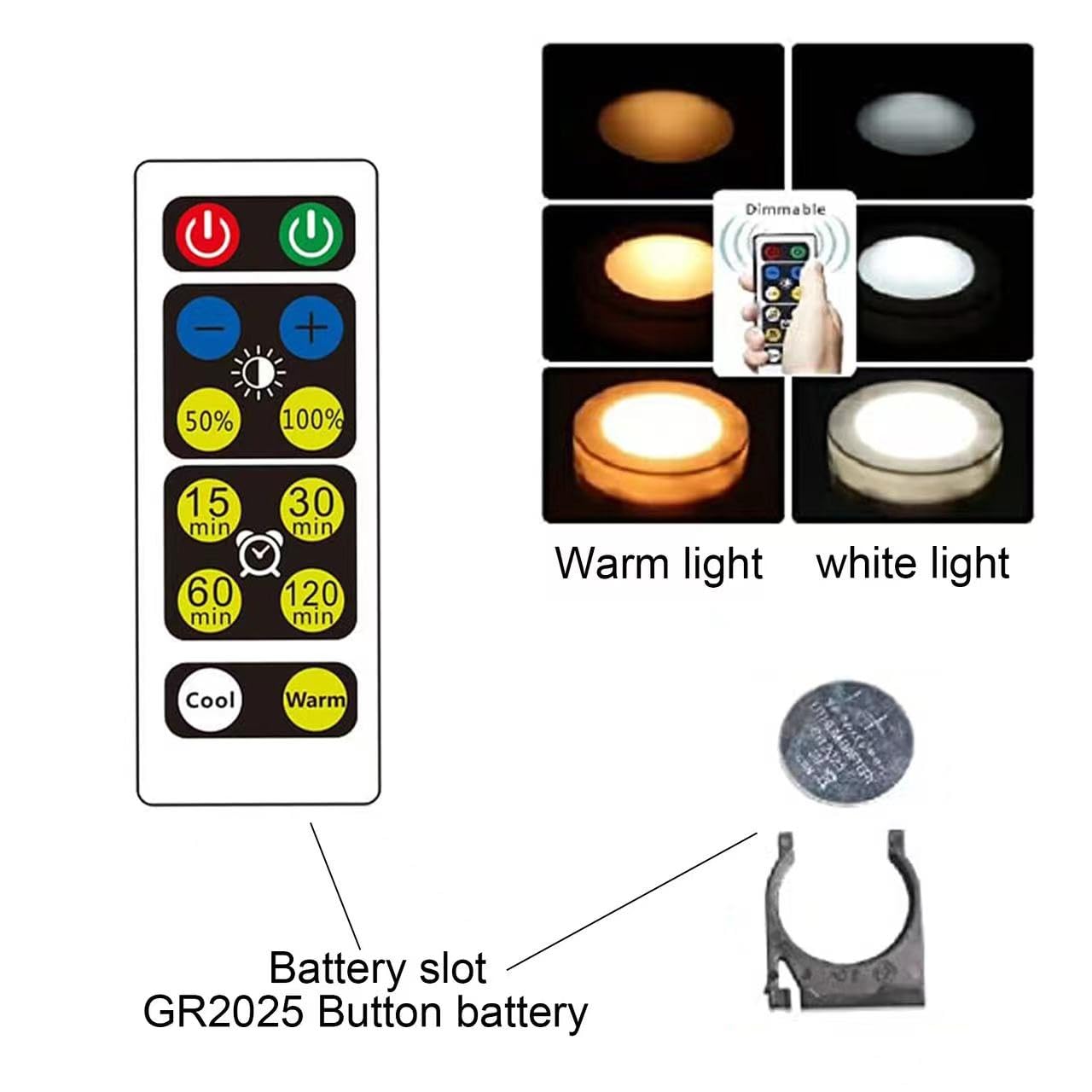 2 Pack Battery Operated Light Bulbs for Lamps with Remote,Replacement AA Battery Light Bulbs,Battery Powered LED Puck Lights With E26 Screw in for Non Electric Wall Sconce and Pendant light Fixture